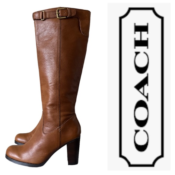 Coach | Shoes | Coach Kaylie Pebbled Leather Knee High Boots Saddle ...